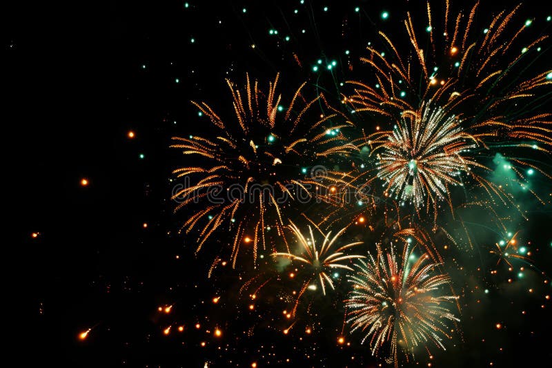 Colorful Fireworks in Night Sky during a Festive Celebration Stock ...