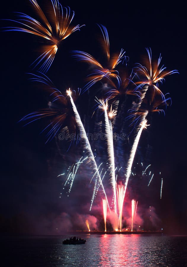 Colorful Fireworks in a Night Sky Stock Image - Image of colors ...