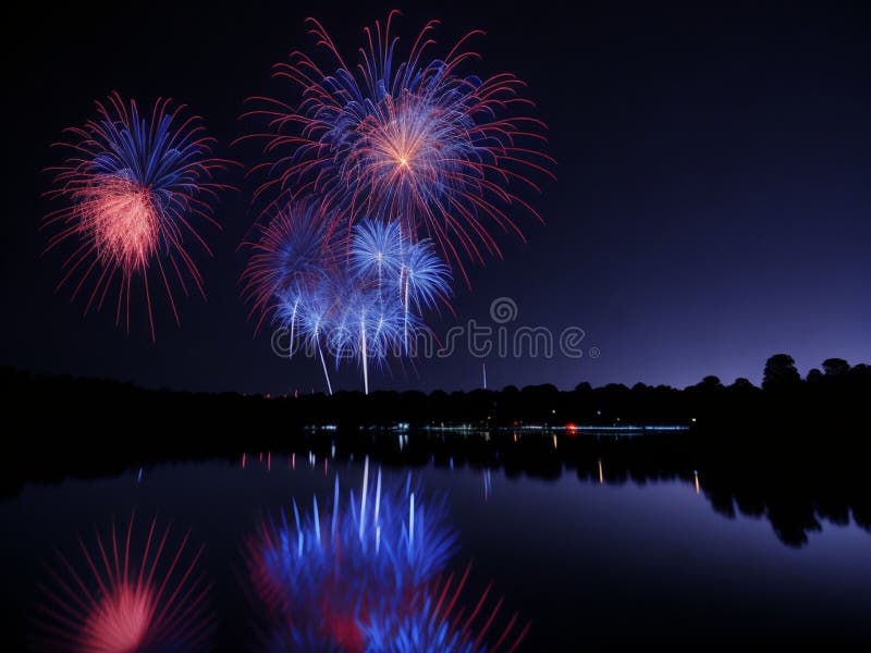 Colorful Fireworks in the Night Sky. Stock Illustration - Illustration ...