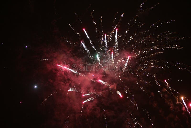 Colorful Fireworks Over Black Sky Stock Image - Image of black ...