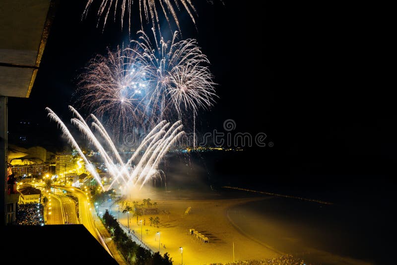 Colorful Fireworks Over the City at Night - Great for Wallpapers Stock ...