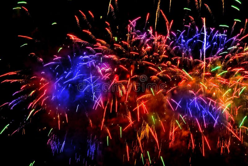 Colorful Fireworks Over a Night Sky Stock Image - Image of fireworks ...