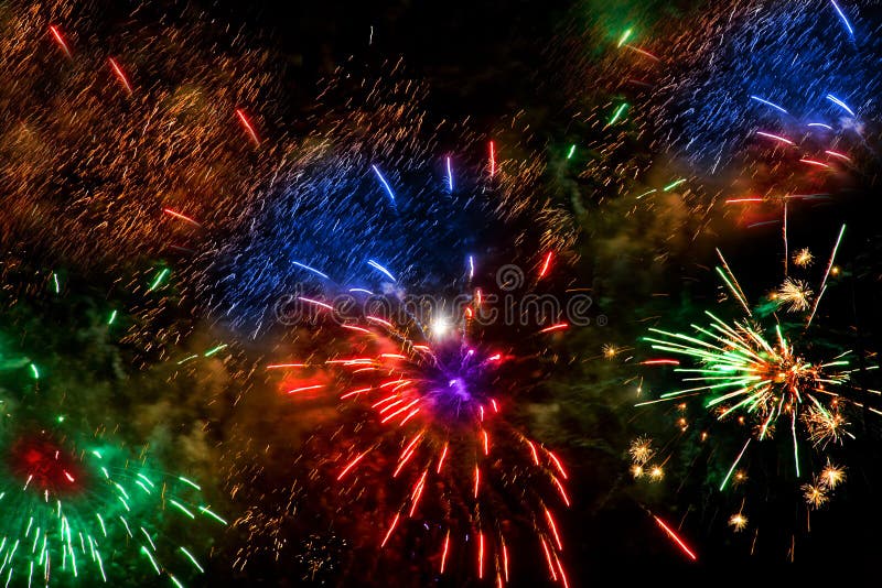 Colorful Fireworks Over a Night Sky Stock Photo - Image of happy, large ...