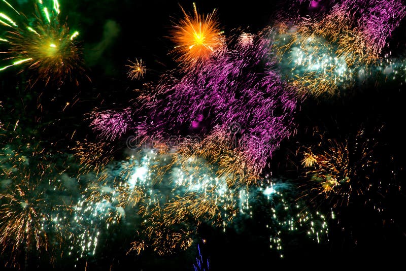 Colorful Fireworks Over a Night Sky Stock Photo - Image of festive ...