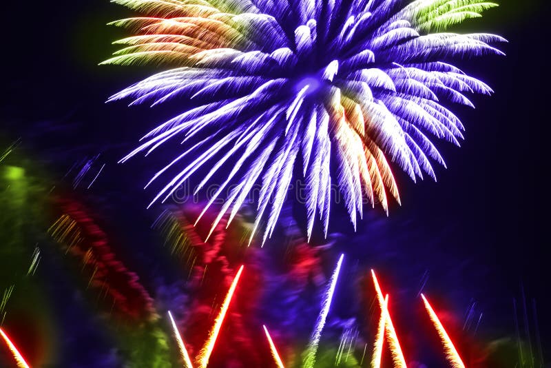Colorful Fireworks Over a Night Sky Stock Photo - Image of black, happy ...