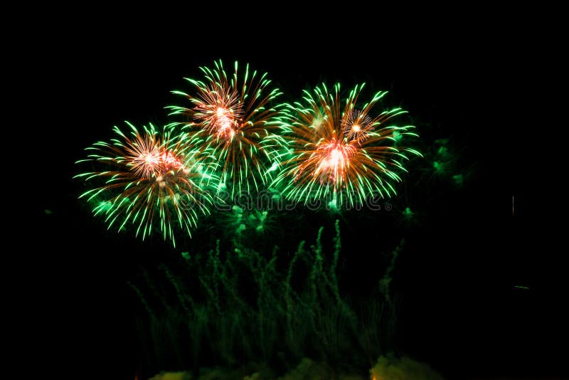 Colorful Fireworks Over Night Sky Stock Image - Image of holiday ...