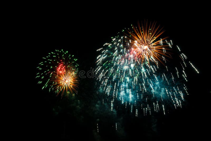 Colorful Fireworks Over Night Sky Stock Photo - Image of evening, night ...