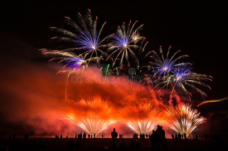 Colorful Fireworks Over Night Sky Stock Image - Image of abstract ...