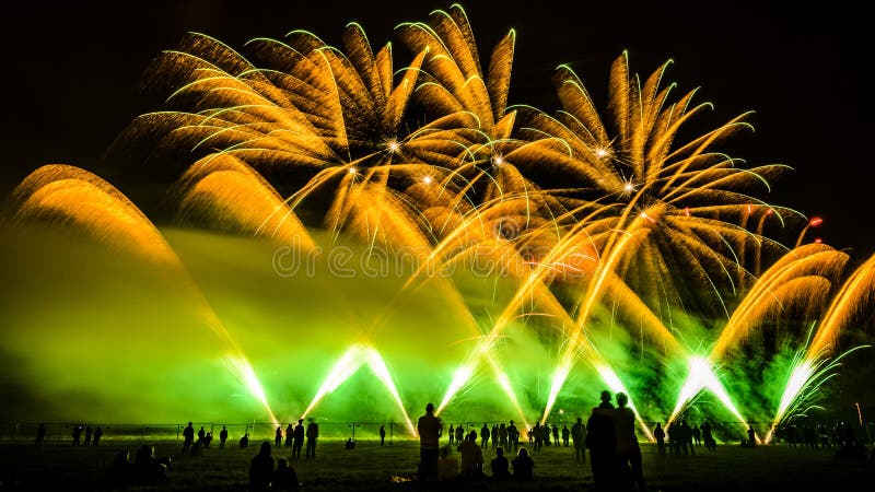 Colorful Fireworks Over Night Sky Stock Image - Image of festive ...