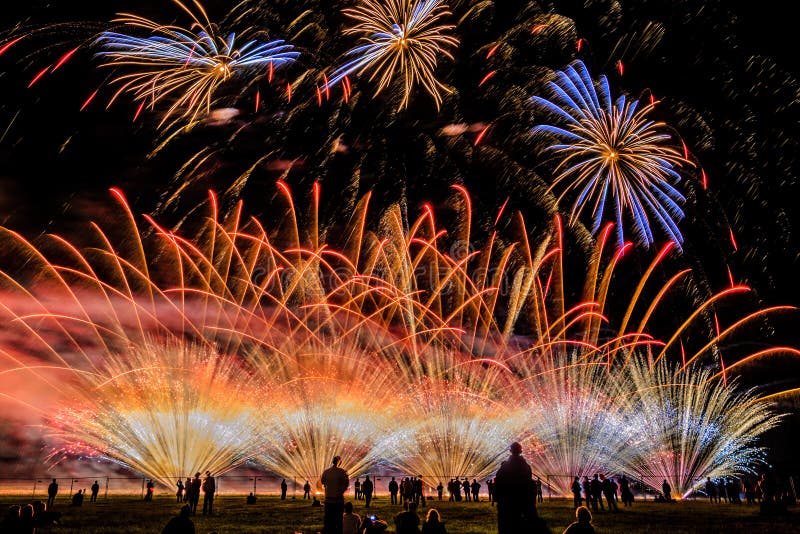 Colorful Fireworks Over Night Sky Stock Image - Image of freedom ...