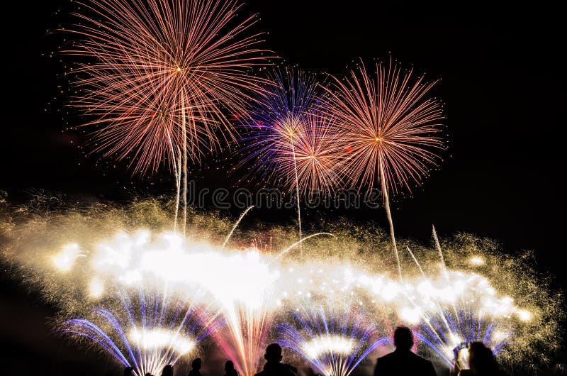 Colorful Fireworks Over Night Sky Stock Image - Image of abstract ...