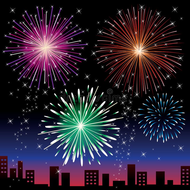 Colorful fireworks stock vector. Illustration of explode - 44674161