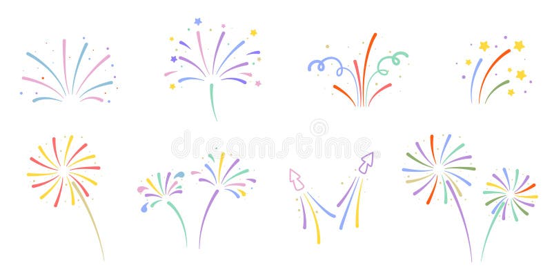 Colorful Fireworks Set Vector Graphics Stock Vector - Illustration of ...