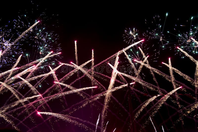 Colorful Fireworks Show at Night. Stock Image - Image of fire, night ...