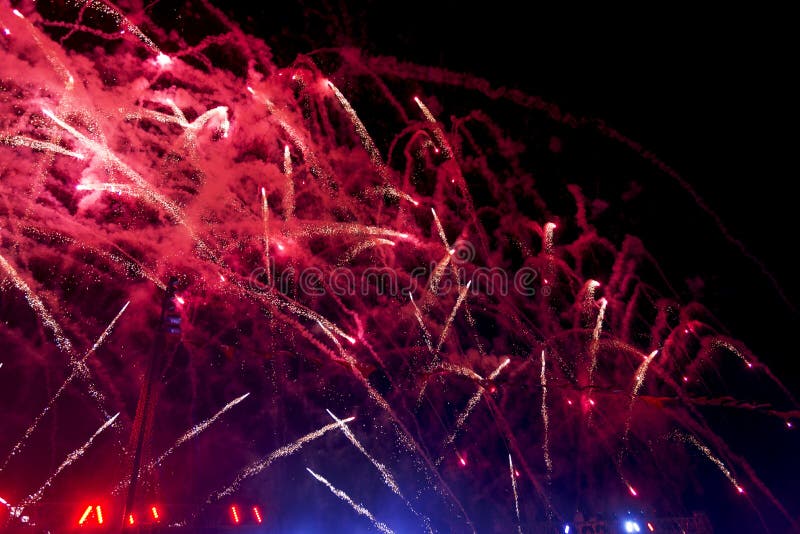 Colorful Fireworks Show at Night. Stock Image - Image of firework ...