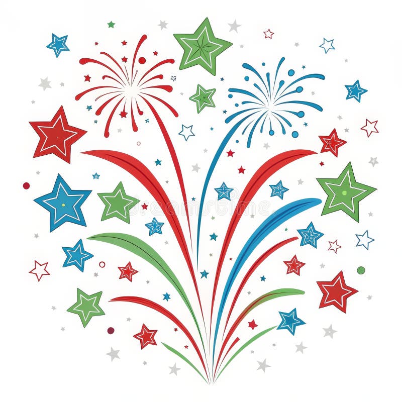 Colorful Fireworks Starburst Illustration, Vector, Celebration, Festive ...