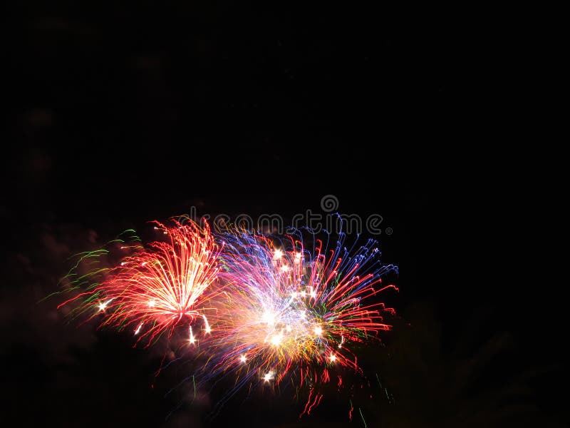 Colorful Fireworks of Various Colors Light Up the Night Sky Stock Photo ...