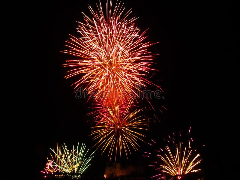 Colorful Fireworks of Various Colors Light Up the Night Sky Stock Photo ...