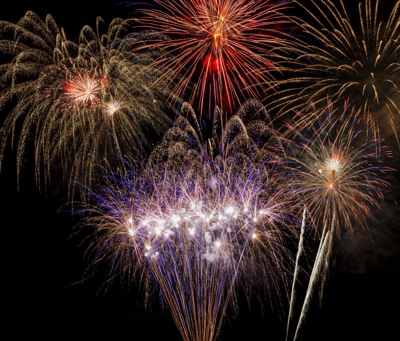 Colorful Fireworks of Various Colors Stock Image - Image of black ...