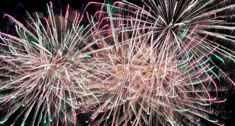 Colorful Fireworks of Various Colors Over Night Sky Stock Photo - Image ...
