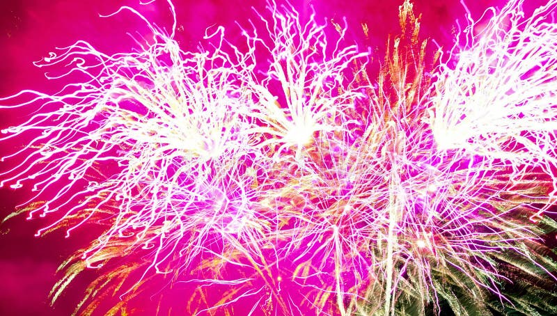 Colorful Fireworks of Various Colors Over Night Sky Stock Photo - Image ...