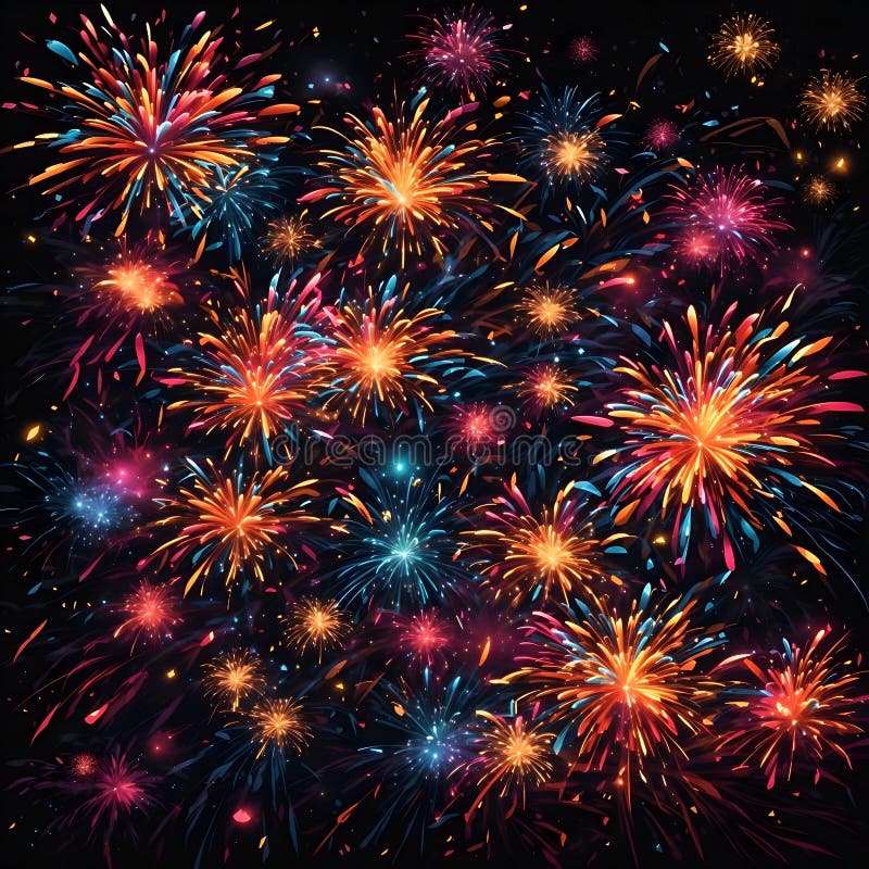 Colorful Fireworks. Vector Art of Colorful Fireworks. Explosion of ...