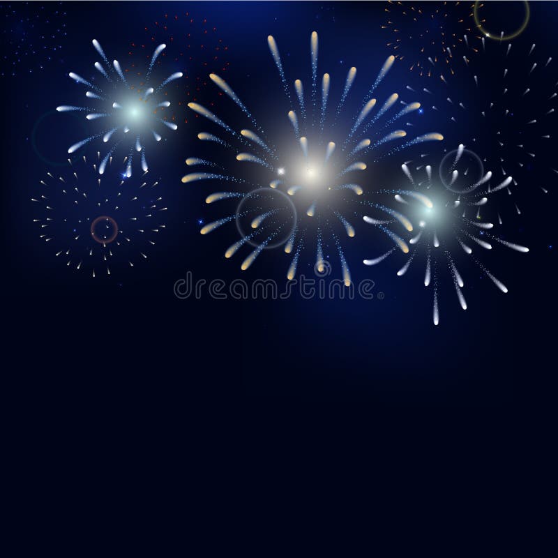 Colorful Fireworks Vector on Dark Blue Background Stock Vector ...