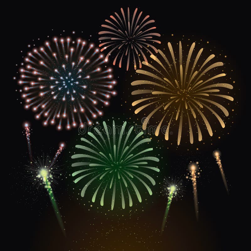 Colorful Fireworks Vector Illustration Stock Vector - Illustration of ...