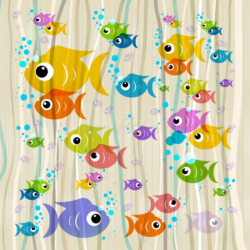 Colorful Fish on Retro Background Stock Vector - Illustration of ...