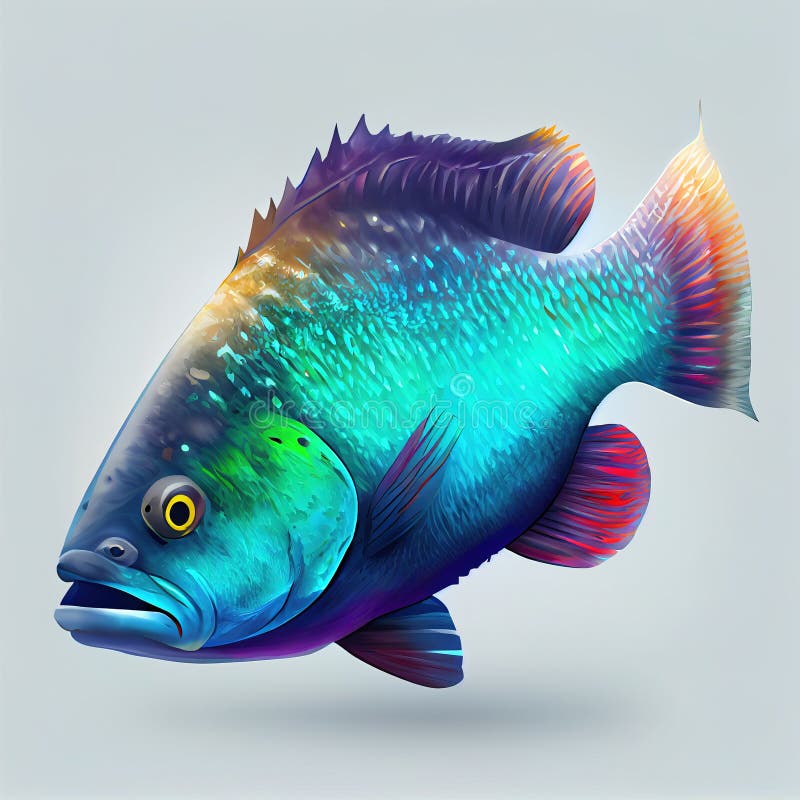 A Colorful Fish with a Big Mouth and a Long Tail Stock Illustration ...