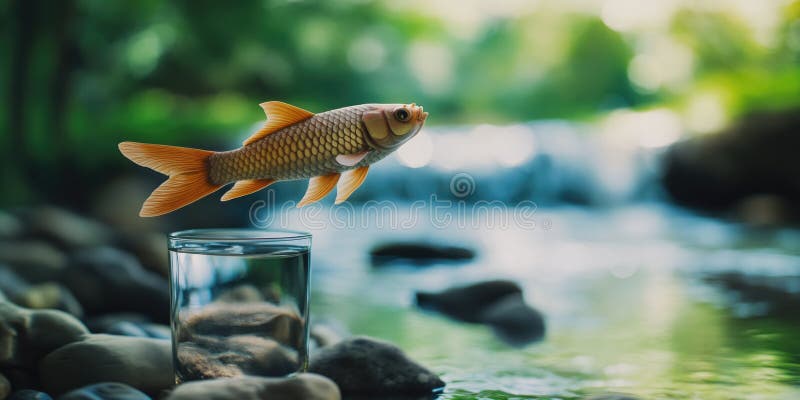 A Colorful Fish Breaking Free from Its Aquatic Home Stock Image - Image ...