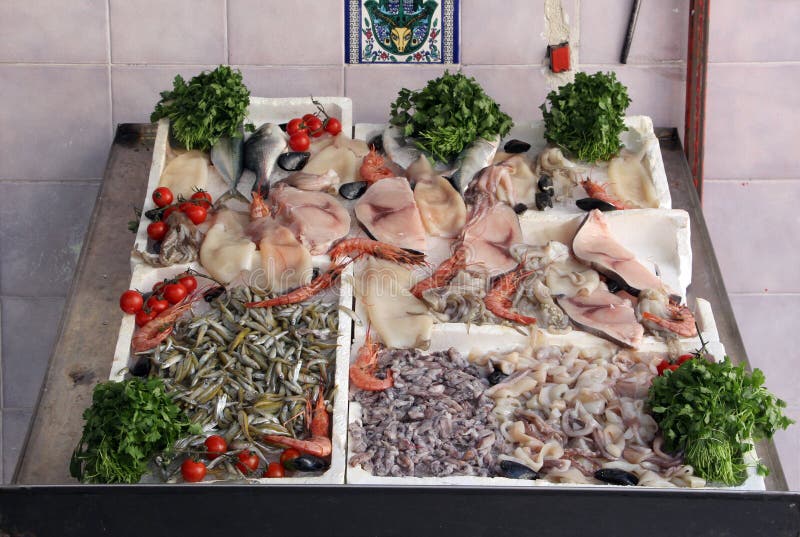 Colorful fish counter stock photo. Image of natural, swordfish - 39493102