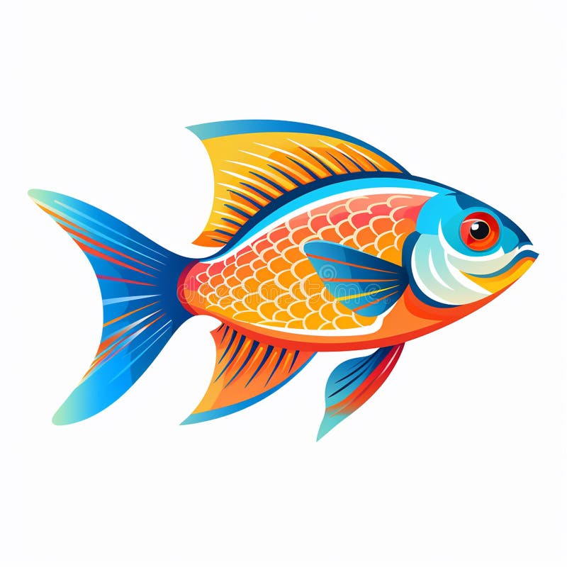 Colorful Fish Drawing for Children S Poster Stock Illustration ...