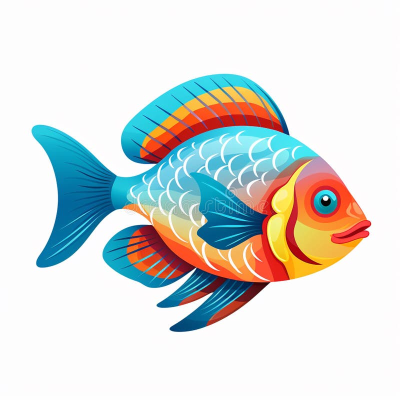 Colorful Fish Drawing for Children S Poster Stock Illustration ...