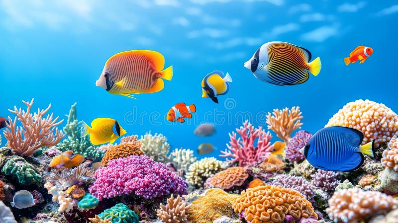 Colorful Fish Gliding through a Lively Coral Reef Beneath the Surface ...