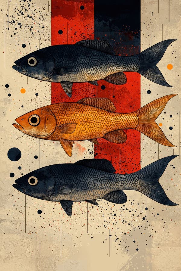 Colorful Fish Illustration Geometric Shapes Artistic Patterns Stock ...