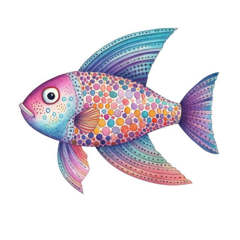Colorful Fish Illustration on Textured Paper Background . Stock ...