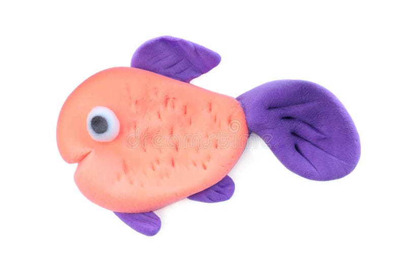 Colorful Fish Made from Play Dough Isolated on White, Top View Stock ...