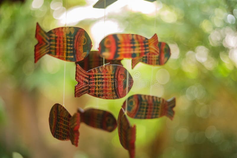 Colorful Hanging Fish Mobile Stock Image - Image of garden, colorful ...
