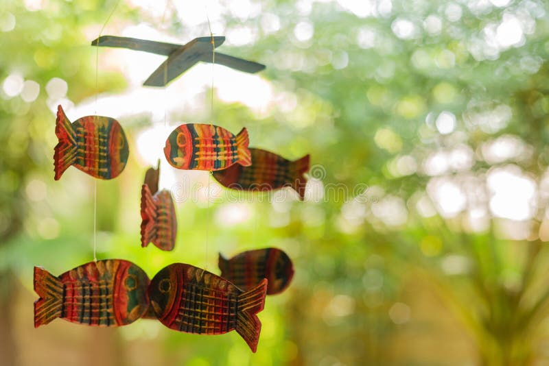 Colorful Fish Mobile Hanging from a Roof Stock Photo - Image of texture ...