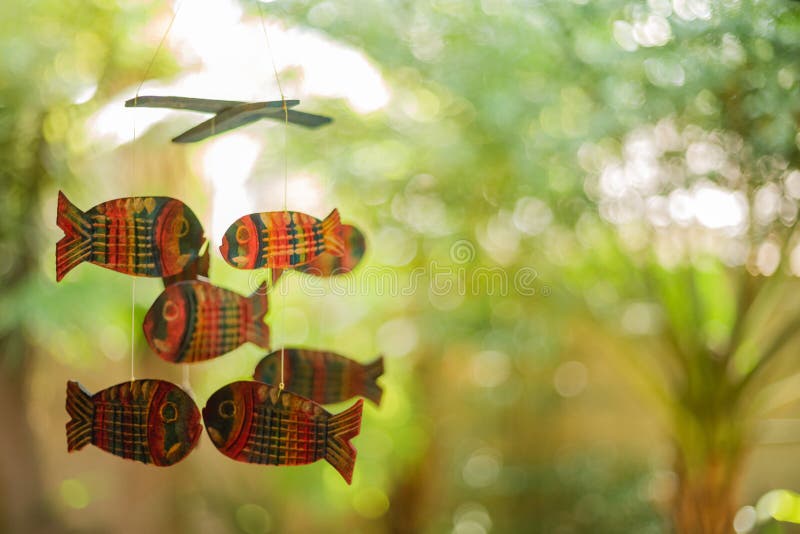 Colorful Fish Mobile Hanging from a Roof Stock Photo - Image of ...