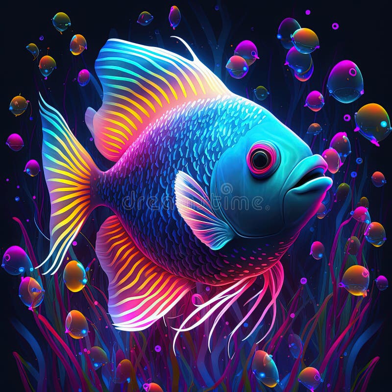 Colorful Fish in Neon Colors. Pop Style Art Stock Illustration ...