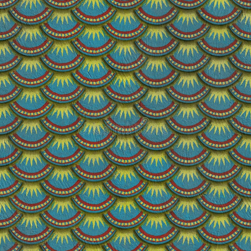 Colorful Fish Scales Plaster Tile Seamless Texture Stock Illustration ...