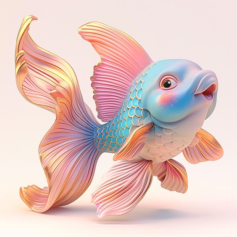 Colorful Fish Statue that is on a White Surface Stock Illustration ...