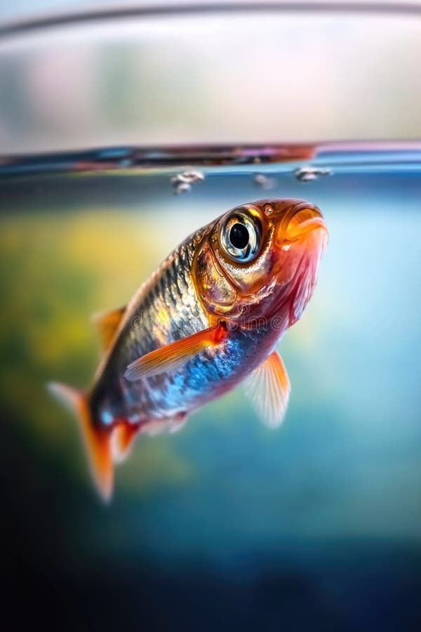 Colorful Fish Swimming Beneath Water Surface in Aquarium Stock Photo ...