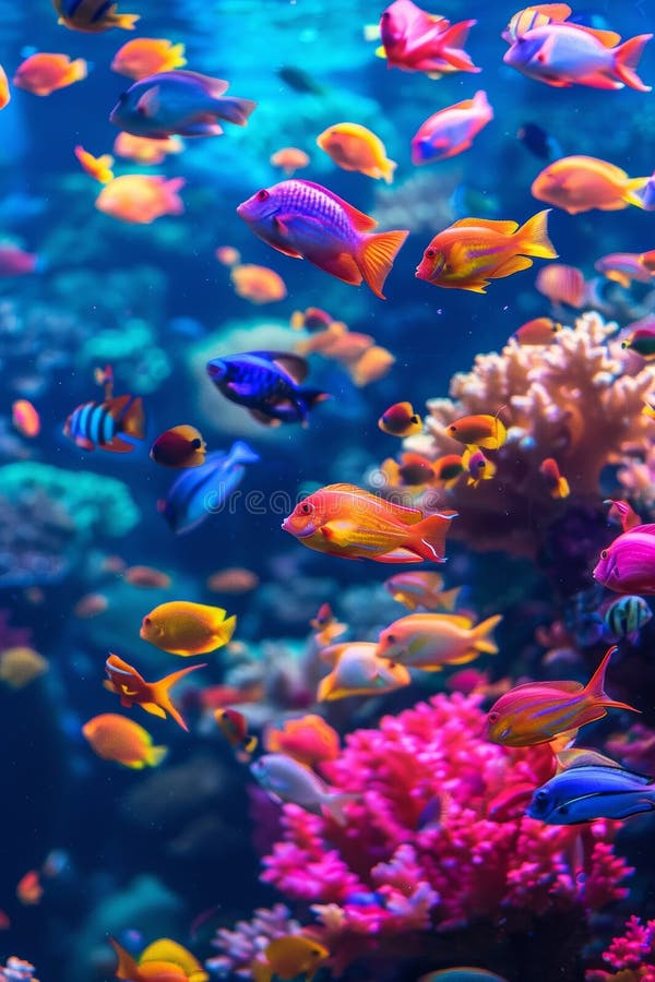 Colorful Fish Swimming in a Coral Reef Stock Photo - Image of marine ...