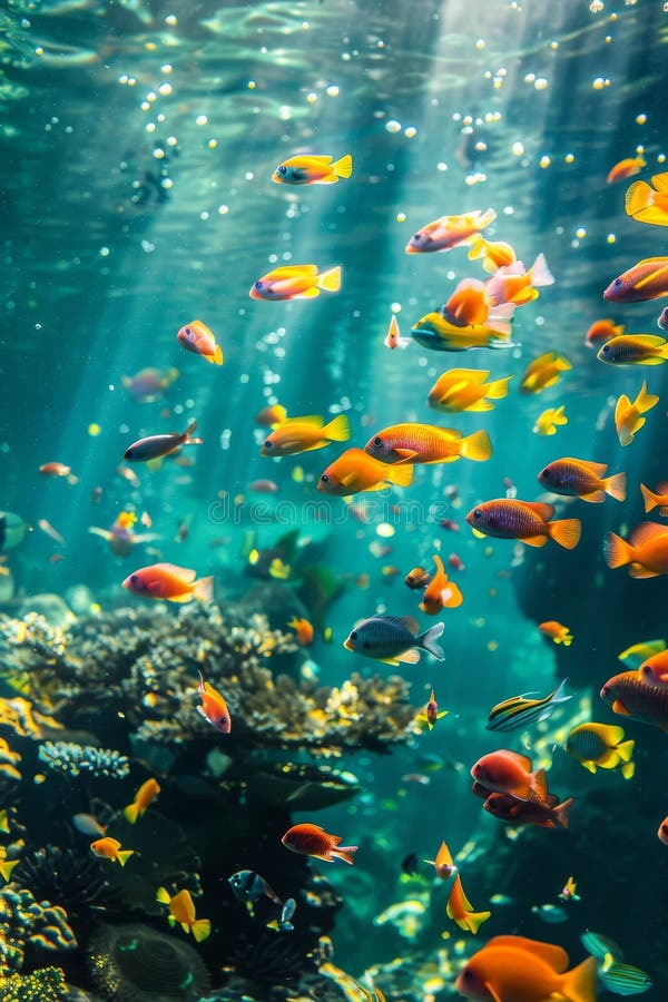 Colorful Fish Swimming in a Coral Reef Stock Photo - Image of life ...