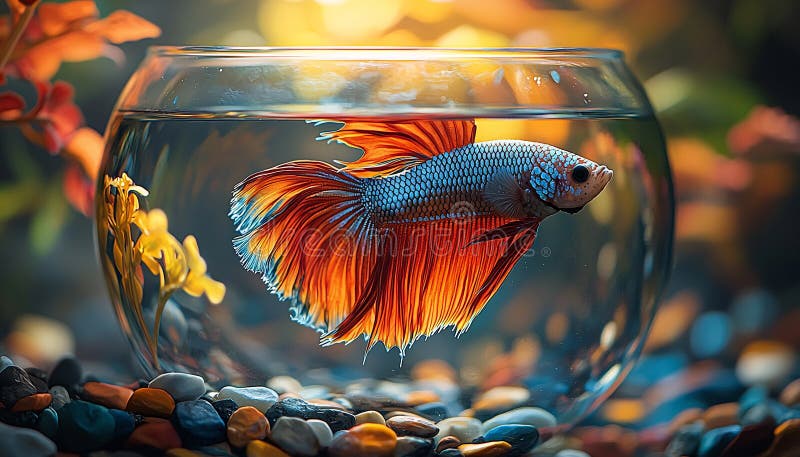 Colorful Fish Swimming in Glass Bowl Underwater Motion Generated by AI ...