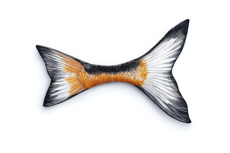 Colorful Fish Tail Design with Vibrant Patterns and Textures on a White ...