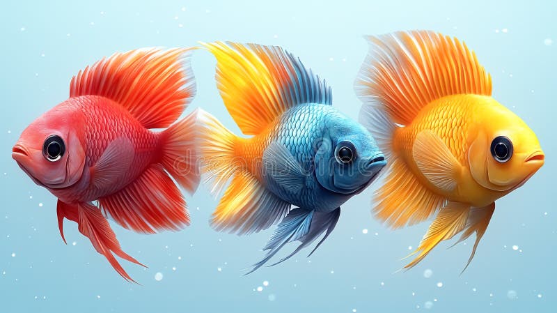 Colorful Fish Underwater on Light Blue Background Stock Illustration ...